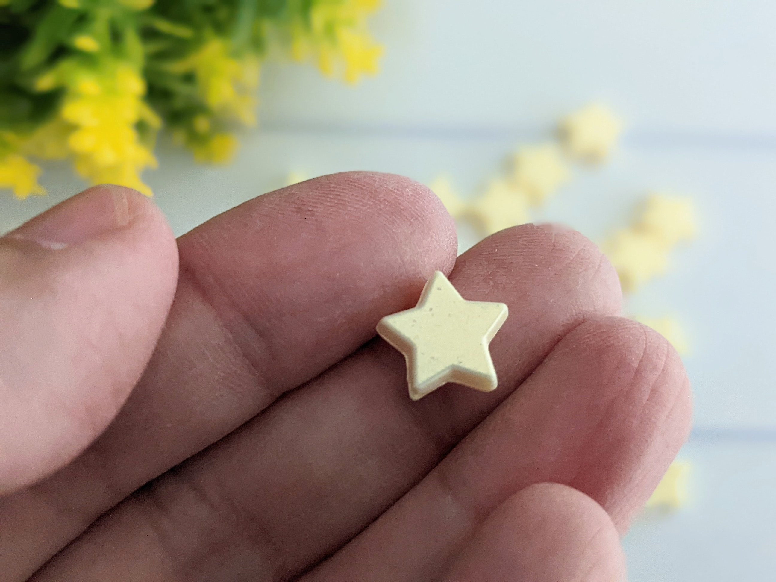 Mini Yellow Star Beads 10 Pc, Craft Supplies, Miniature Stars, Resin ...