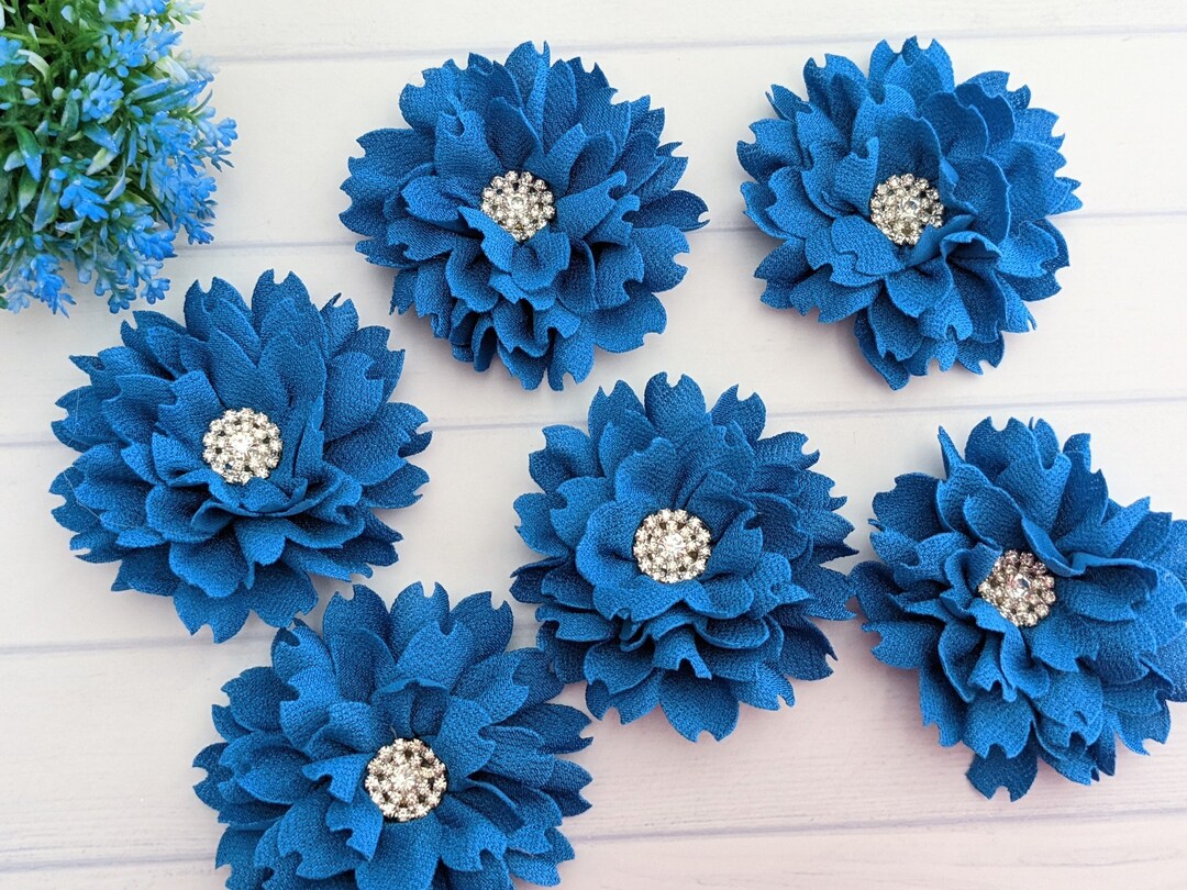Royal Blue Fabric Flower, Blue Craft Flower, Floral Supply DIY ...