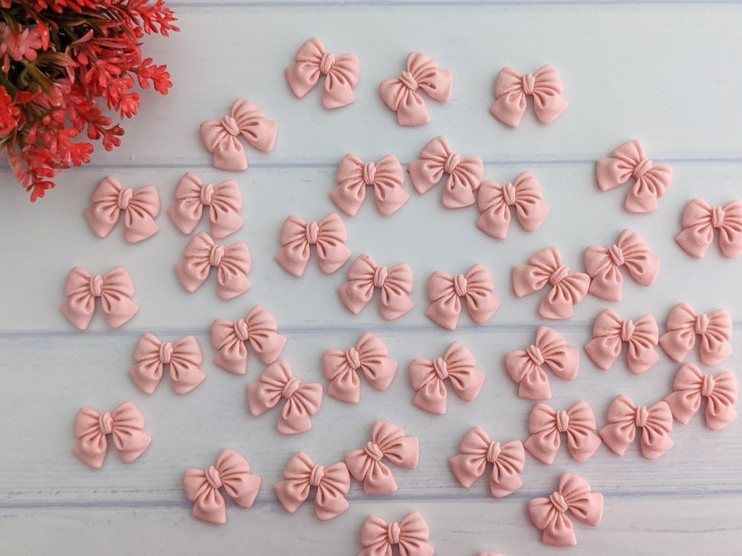 Pink Hair Bow Flatback Button 10 Pc, Resin Pink Bow Embellishment, Baby ...
