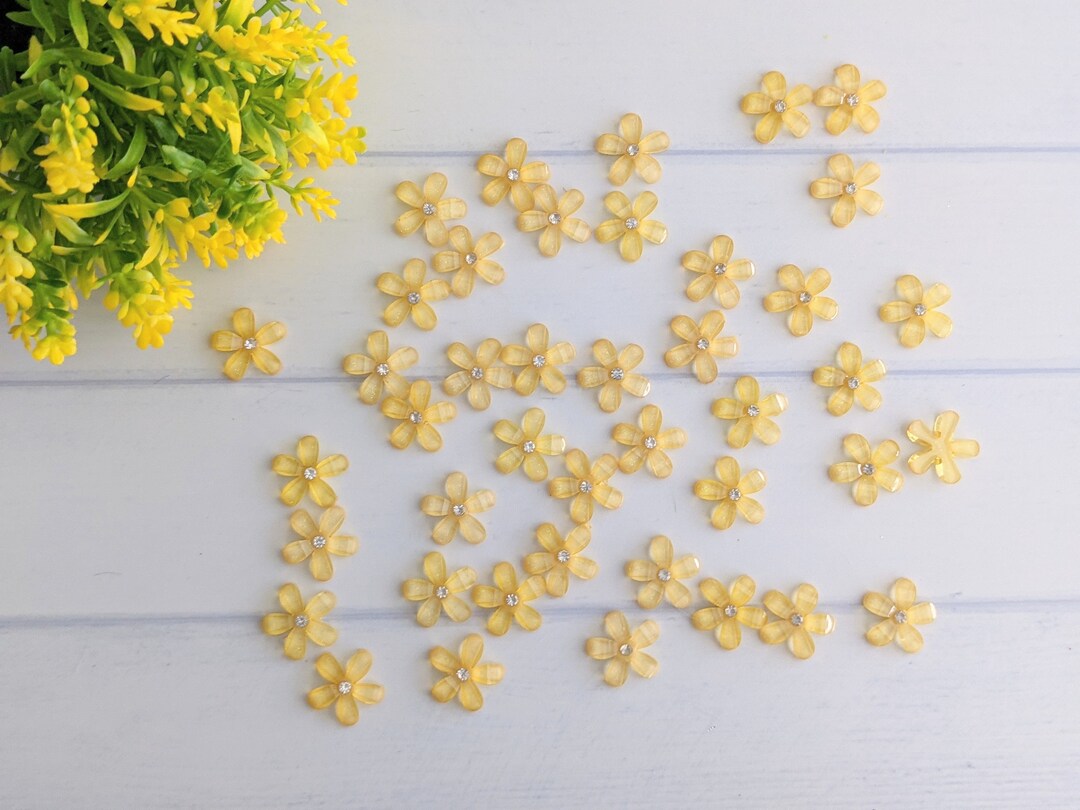 Yellow Resin Flower Flatback 10 Pc, Flower Embellishment Yellow, Resin ...