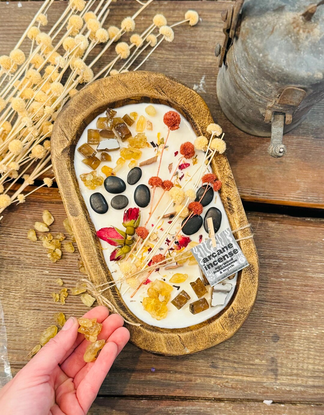 Frankincense and Myrrh Dough Bowl Candle With Wood Wicks DND Candle ...