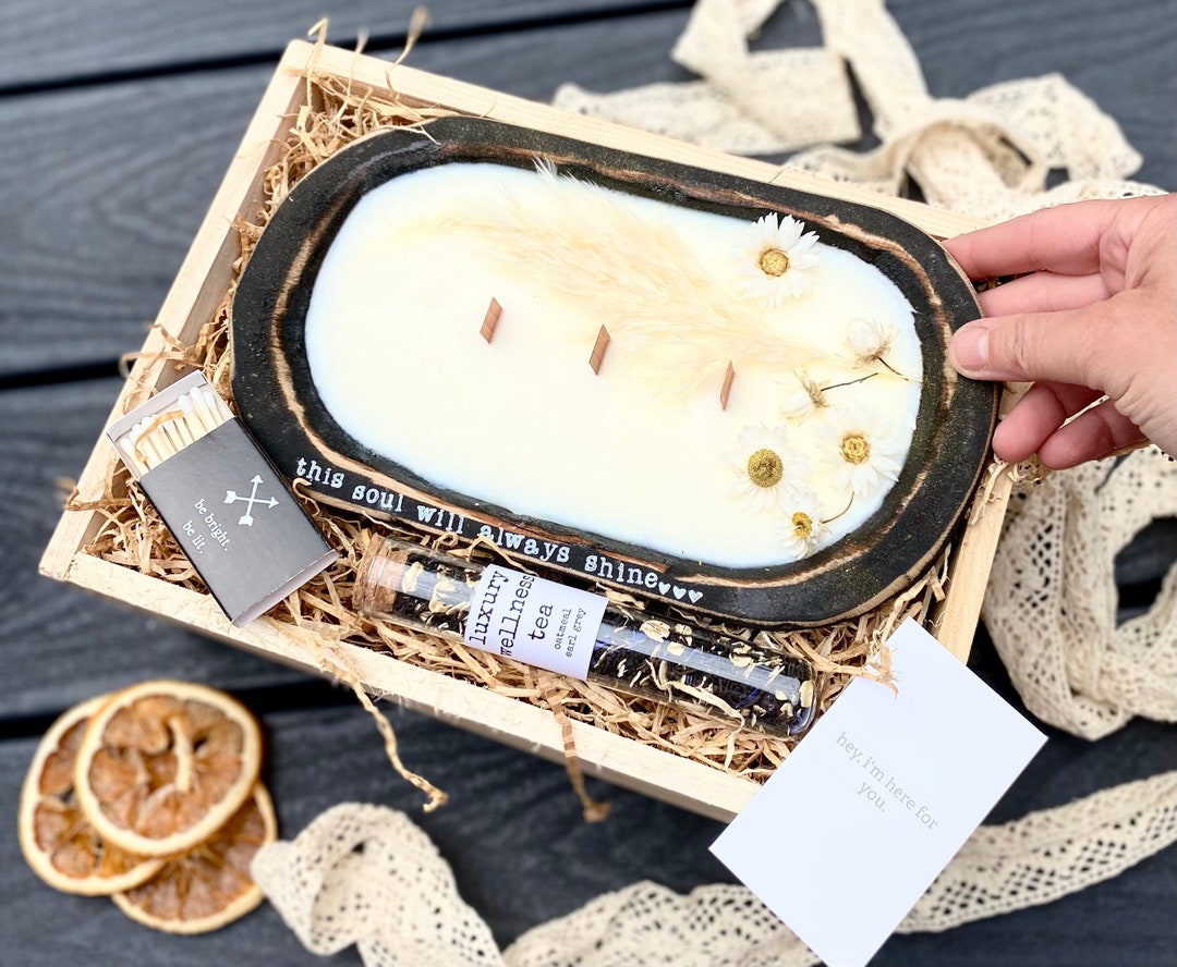 Sympathy Gift Box: Personalized Dough Bowl Candle, Bereavement Care ...