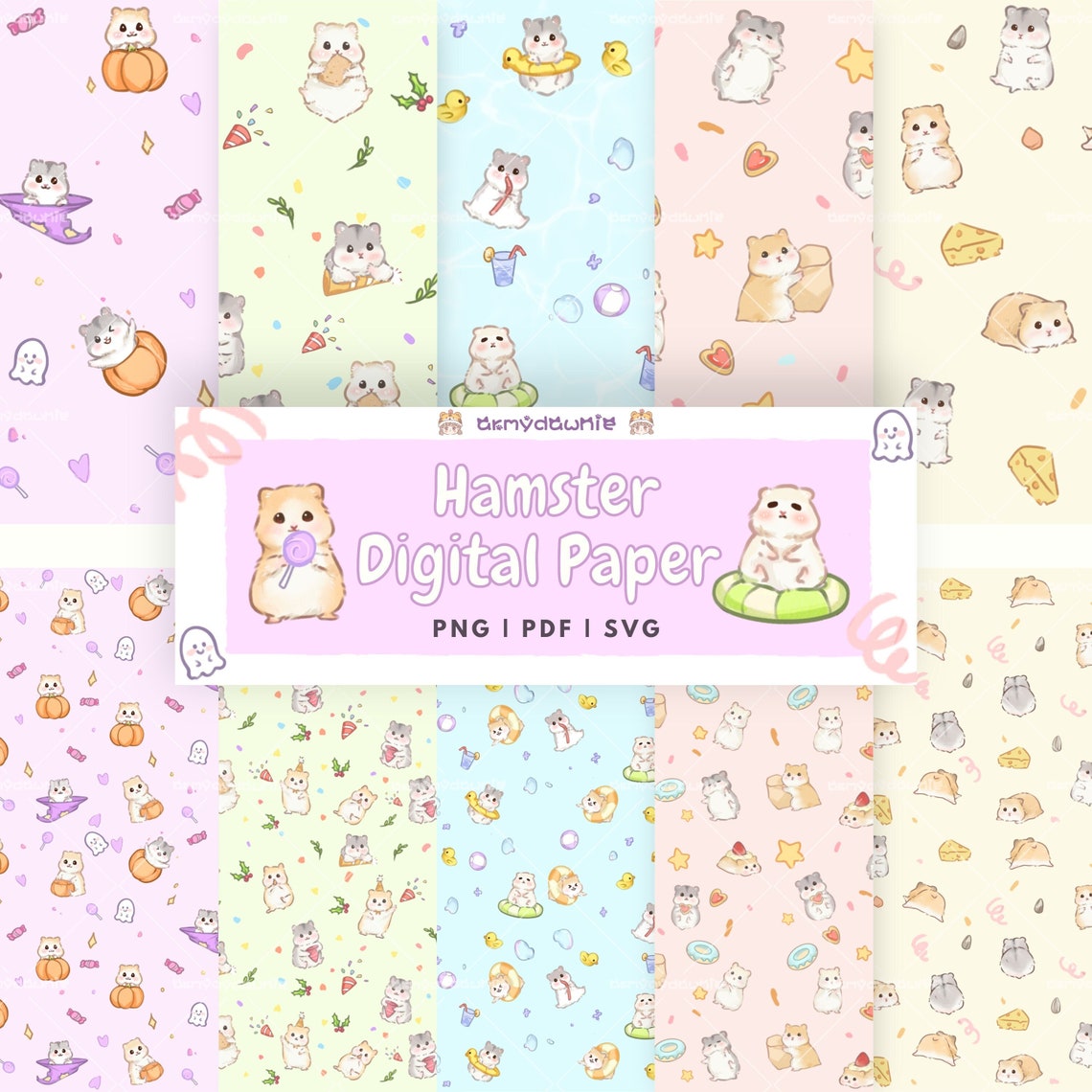 Cute Hamster Digital Art Print Bundle Printable Digital - Etsy