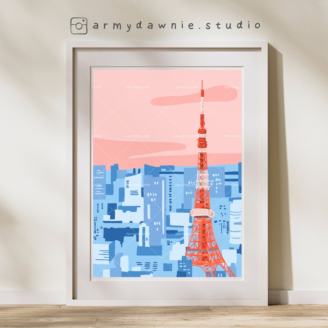 Japan Tokyo Tower Travel Poster, Famous Places Prints, Gallery Wall Set ...