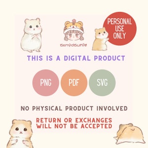 Cute Hamster Digital Art Print Bundle, Printable, Digital Download ...