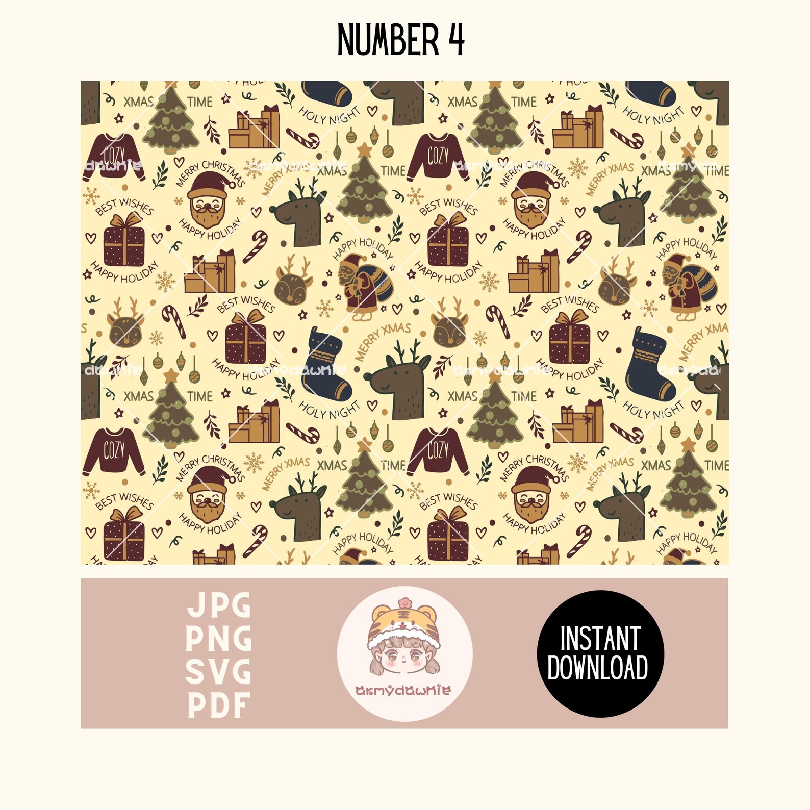 Christmas Holiday Digital Papers, Instant Download Christmas Print ...