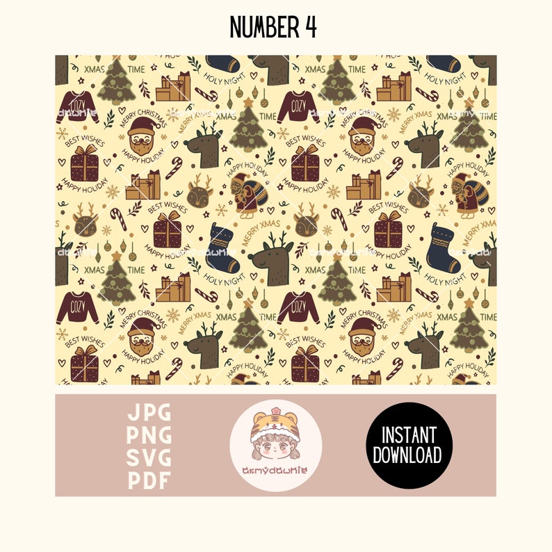 Christmas Holiday Digital Papers, Instant Download Christmas Print ...
