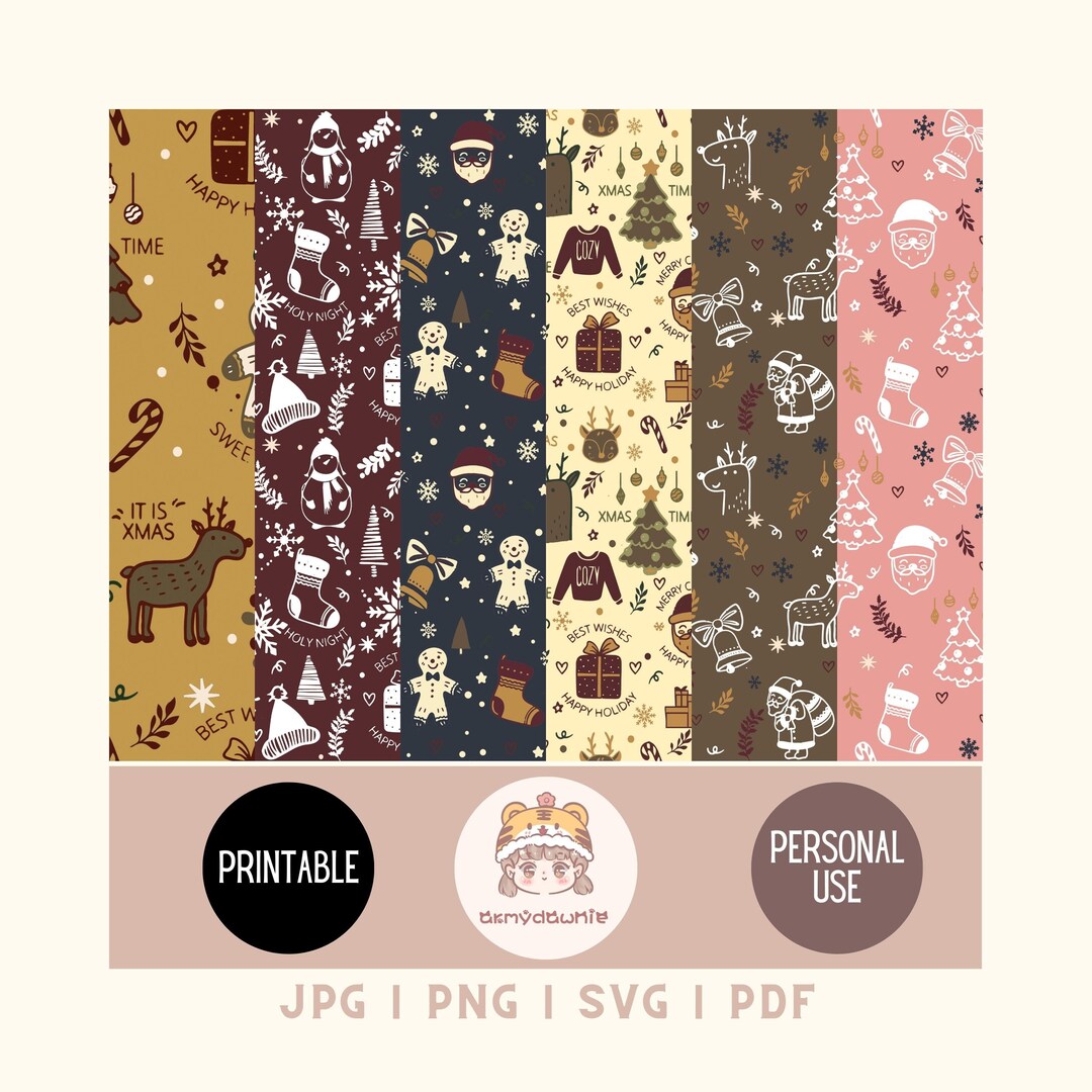 Christmas Holiday Digital Papers, Instant Download Christmas Print ...