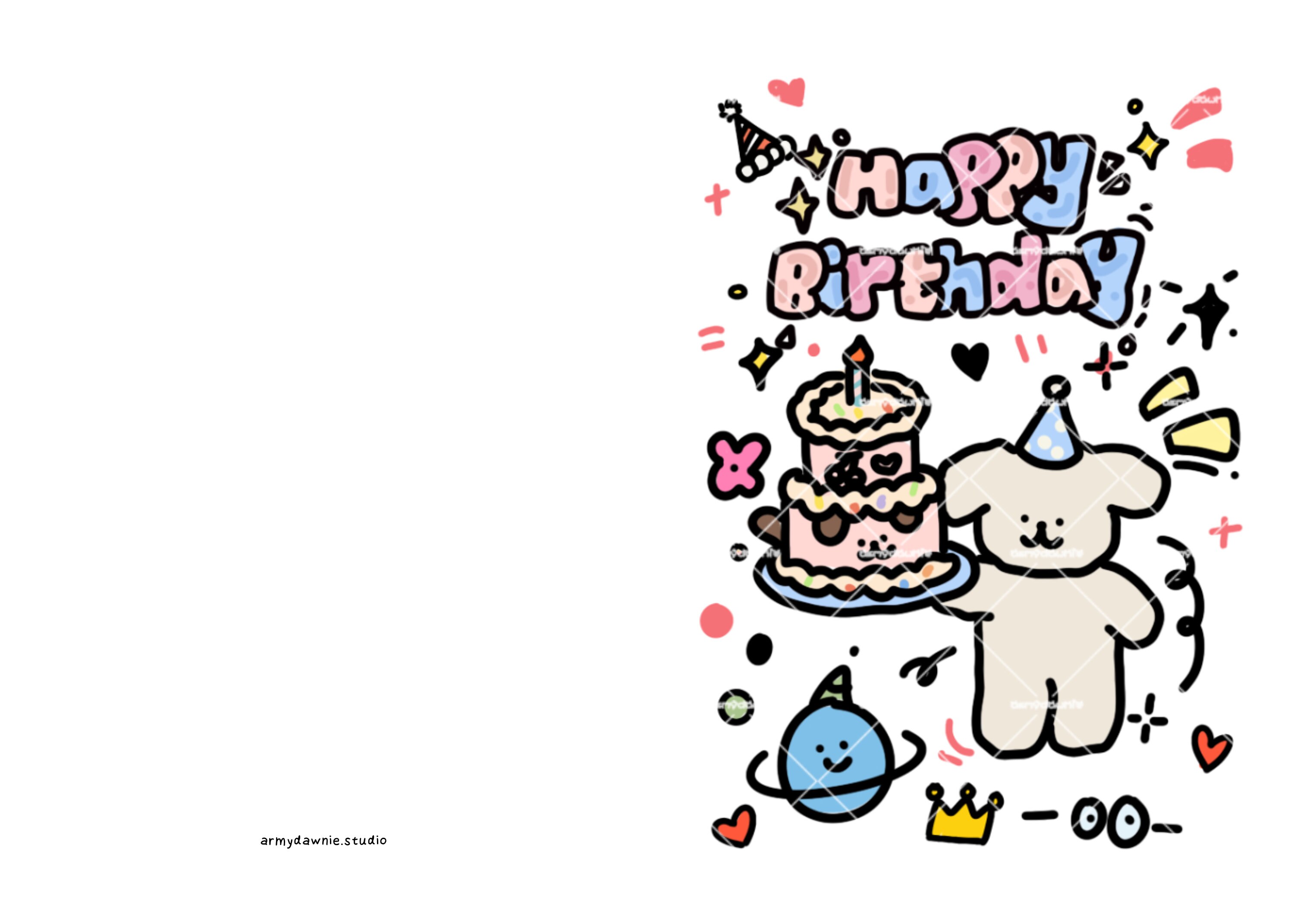 Happy Birthday Printable Card, Instant Download, PNG, PDF Print ...