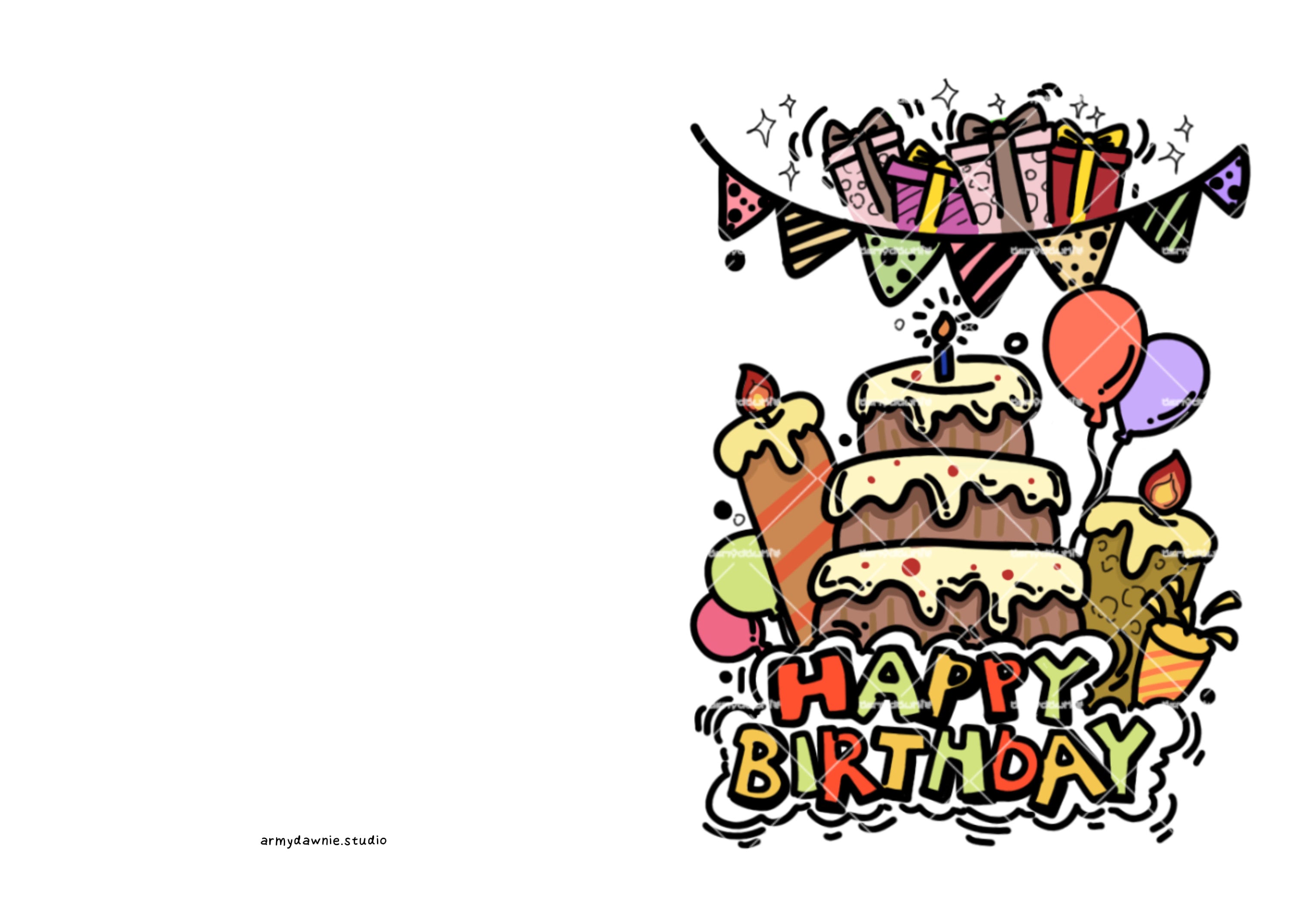 Cute Birthday Party Printable Card, Instant Download, PNG, PDF Print ...