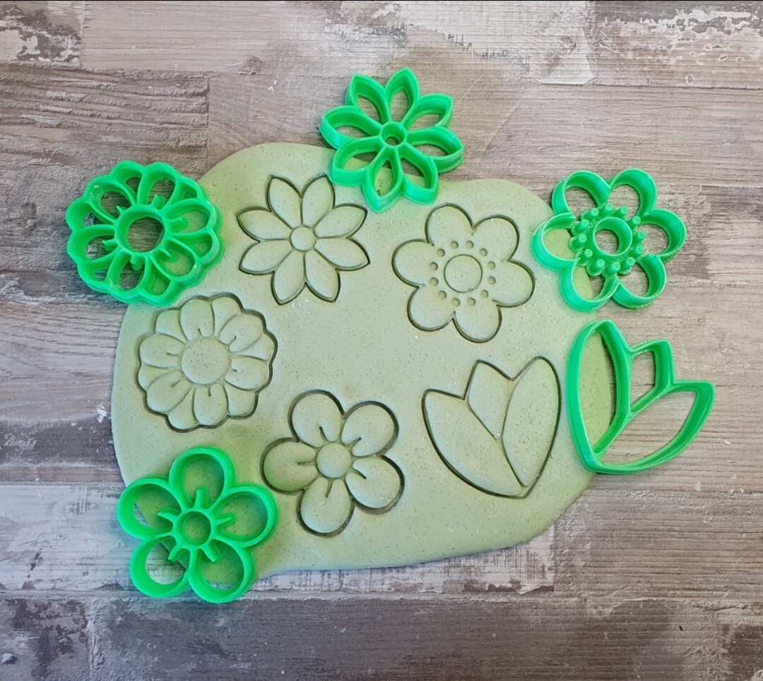 Clay Polymer Stamp Flower Set Spring Cookie Cutter Cookie - Etsy