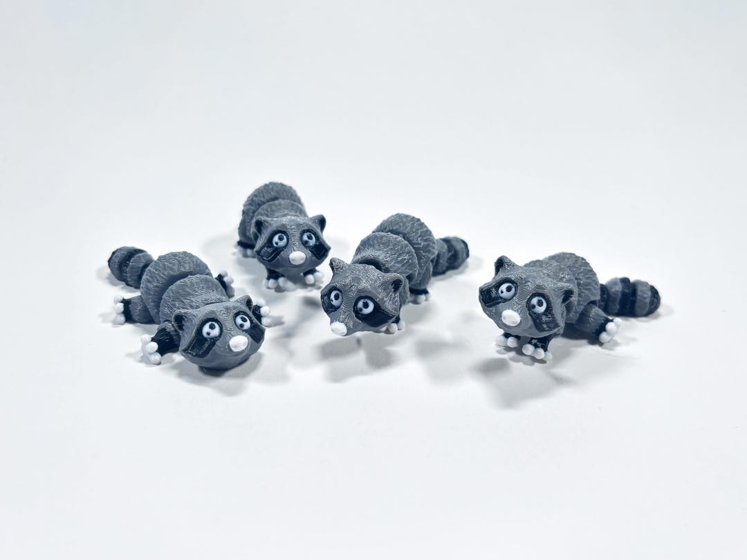 Mini Raccoons - Small Movable Raccoons - Flexi Joint Desk Toy - Fidget ...