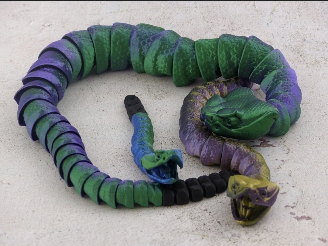 Poseable Rattlesnake Flexi Fidget Desk Toy 3D Printed Articulated Snake ...