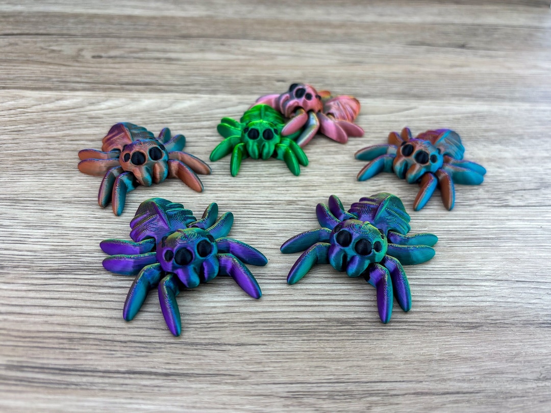 3 Spiders Small 3D Printed Spiders - Fidget Toy - Jointed Limbs - Flexi ...