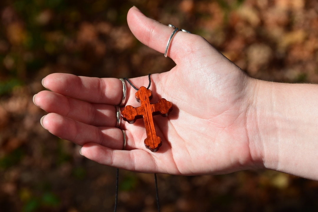 Orthodox Christian Budded Cross Wooden Necklace - Etsy