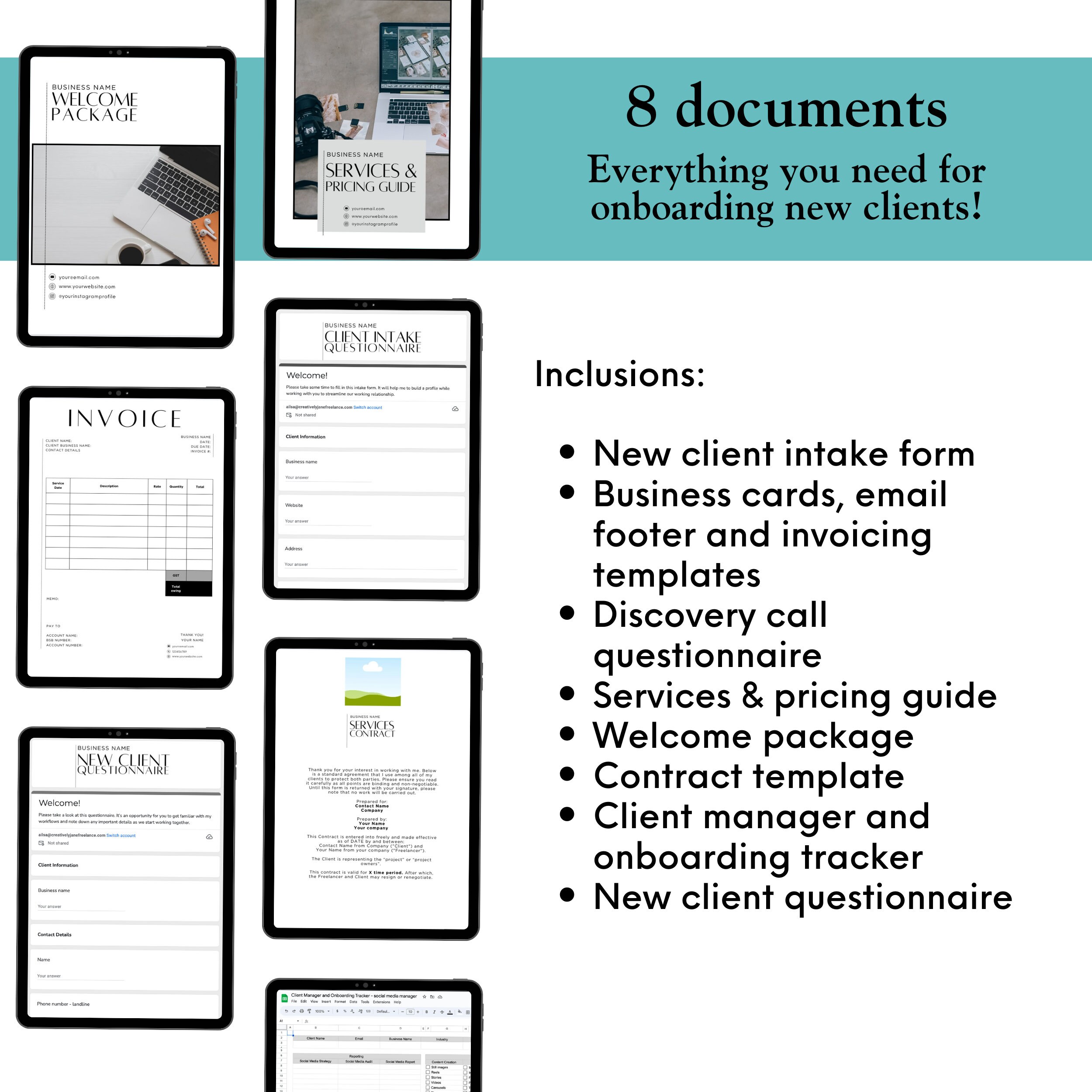 Client Onboarding Essentials Bundle | Social Media Manager | Virtual Assistant | Freelancer ...