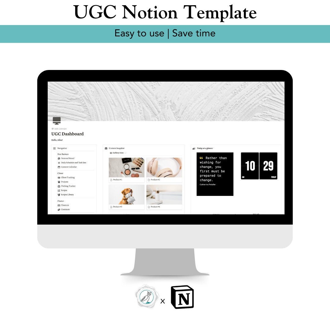 UGC Notion Dashboard Template | Client Tracker | Project Manager | Finances | Personal Branding ...