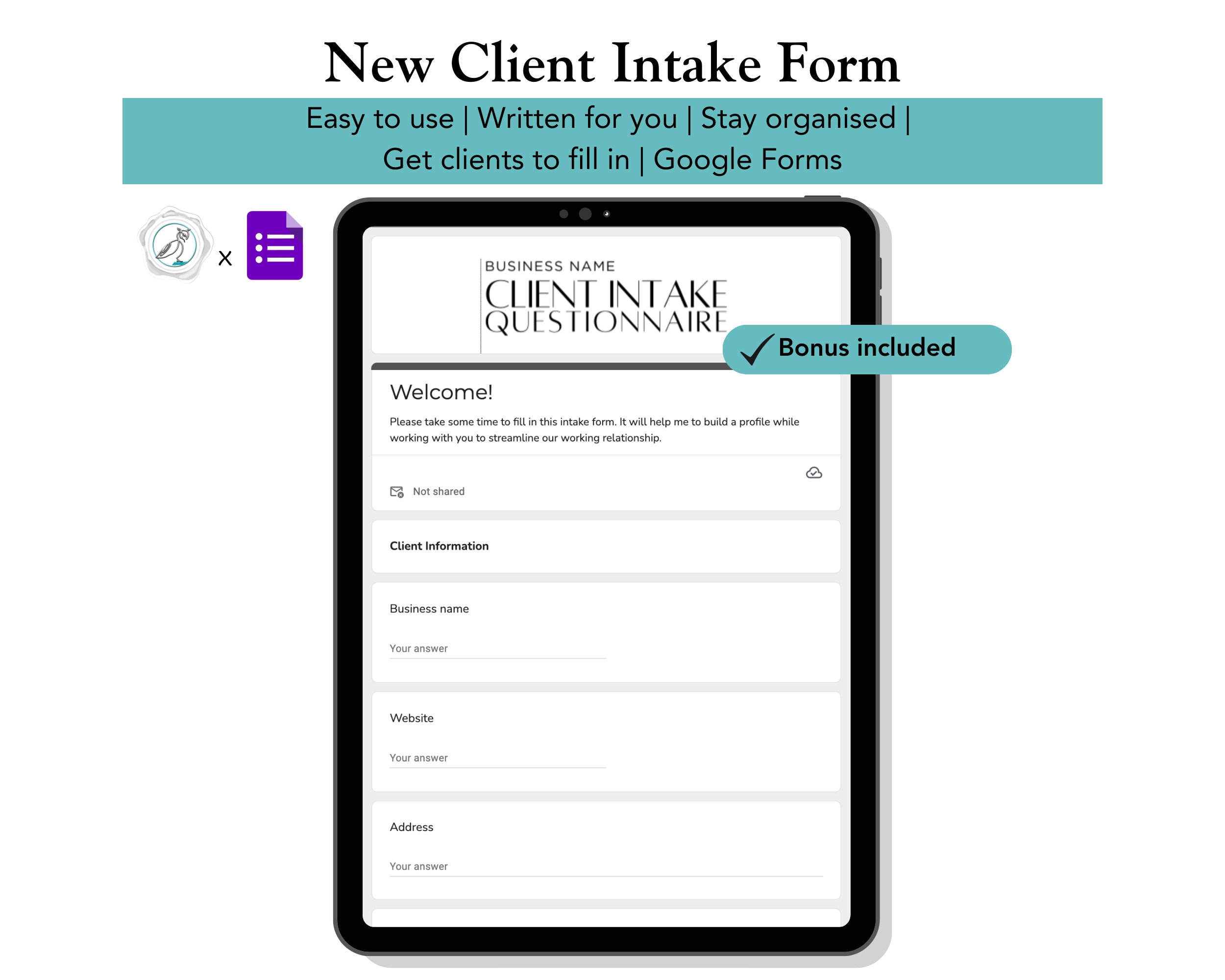New Client Intake Form | Google Form - Etsy