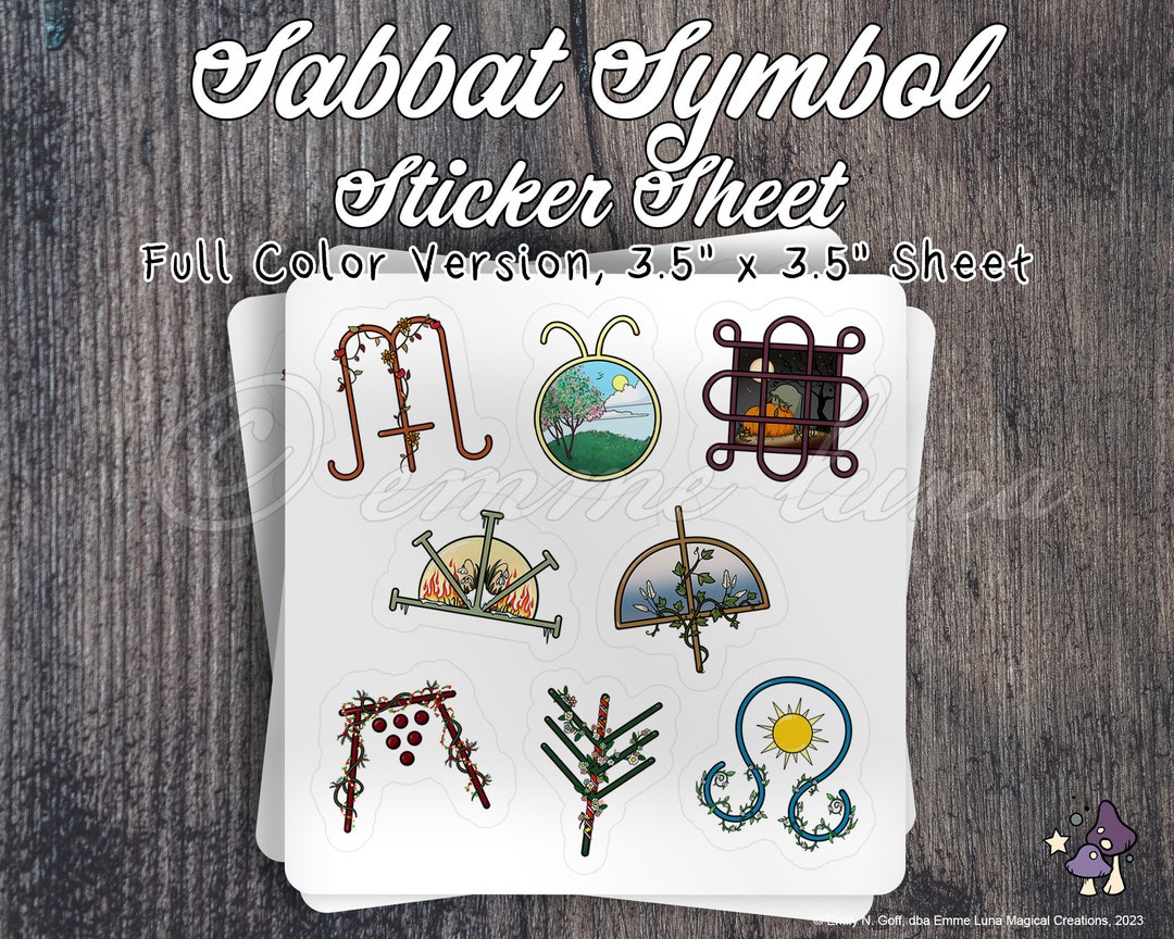 Illustrated Sabbat Symbol Sticker Sheet - Etsy