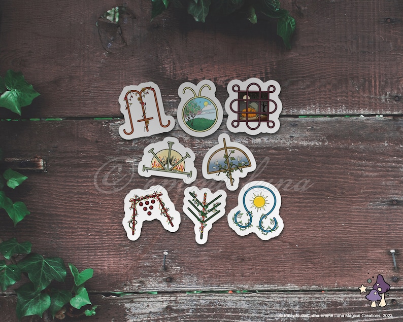 Illustrated Sabbat Symbol Sticker Sheet - Etsy
