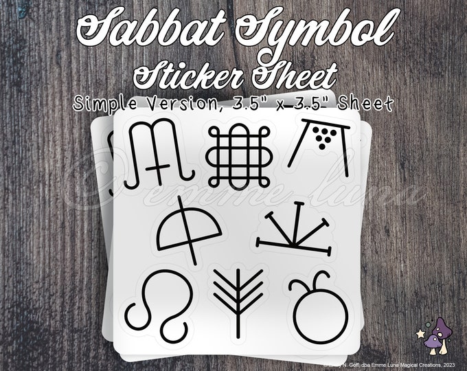 Simple Sabbat Symbol Sticker Sheet - Etsy