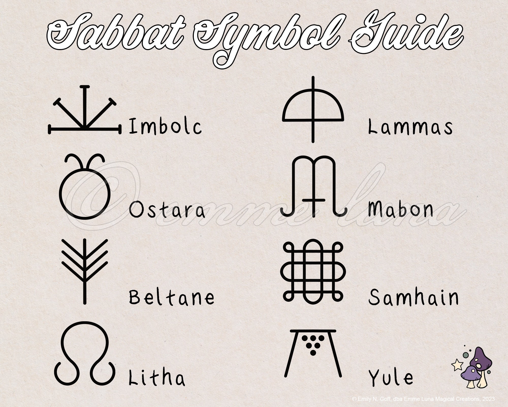 Simple Sabbat Symbol Sticker Sheet - Etsy