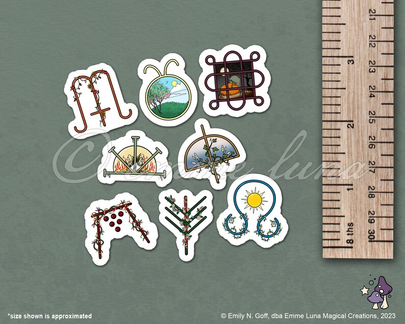 Illustrated Sabbat Symbol Sticker Sheet - Etsy
