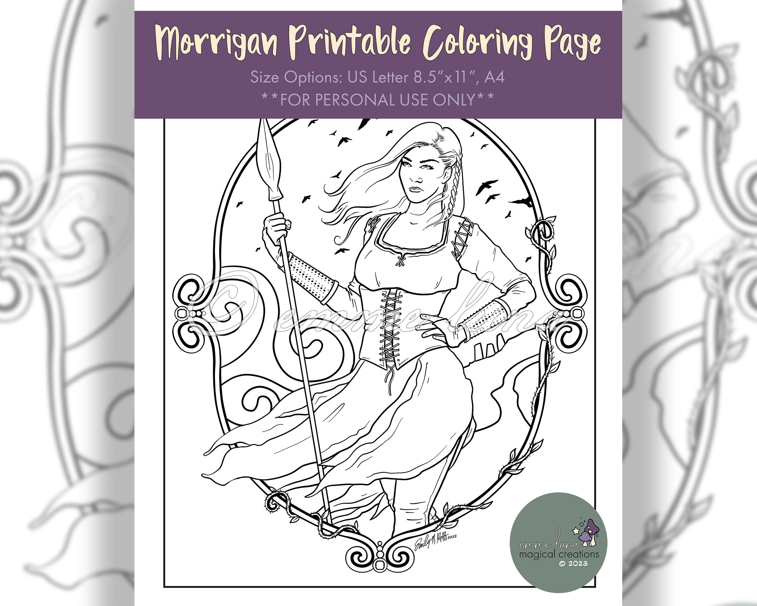 The Morrigan Printable Coloring Page - Etsy UK