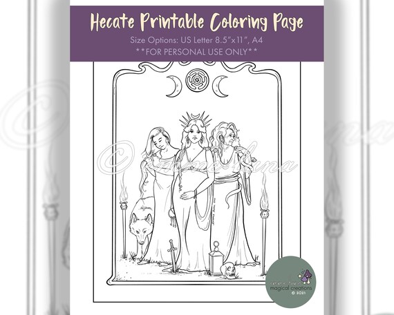 Hecate Triple Goddess Printable Coloring Page - Etsy India