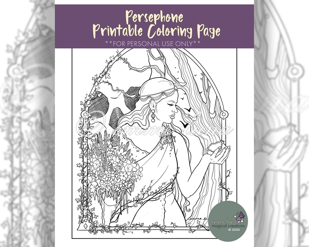 Persephone - Printable Coloring Page - Etsy