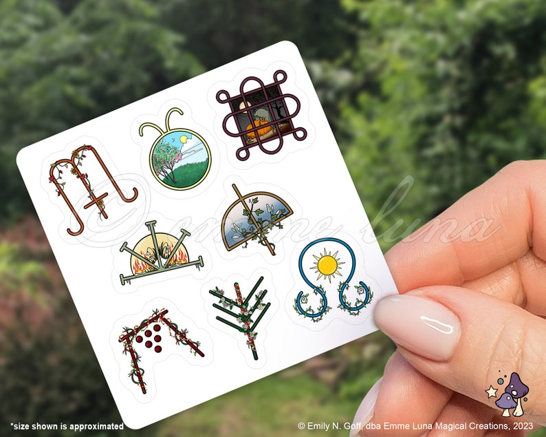 Illustrated Sabbat Symbol Sticker Sheet - Etsy