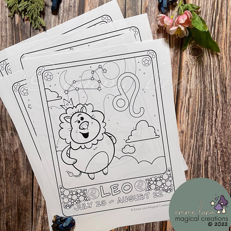 Zodiac Toon: LEO Printable Coloring Page JPEG PDF - Etsy