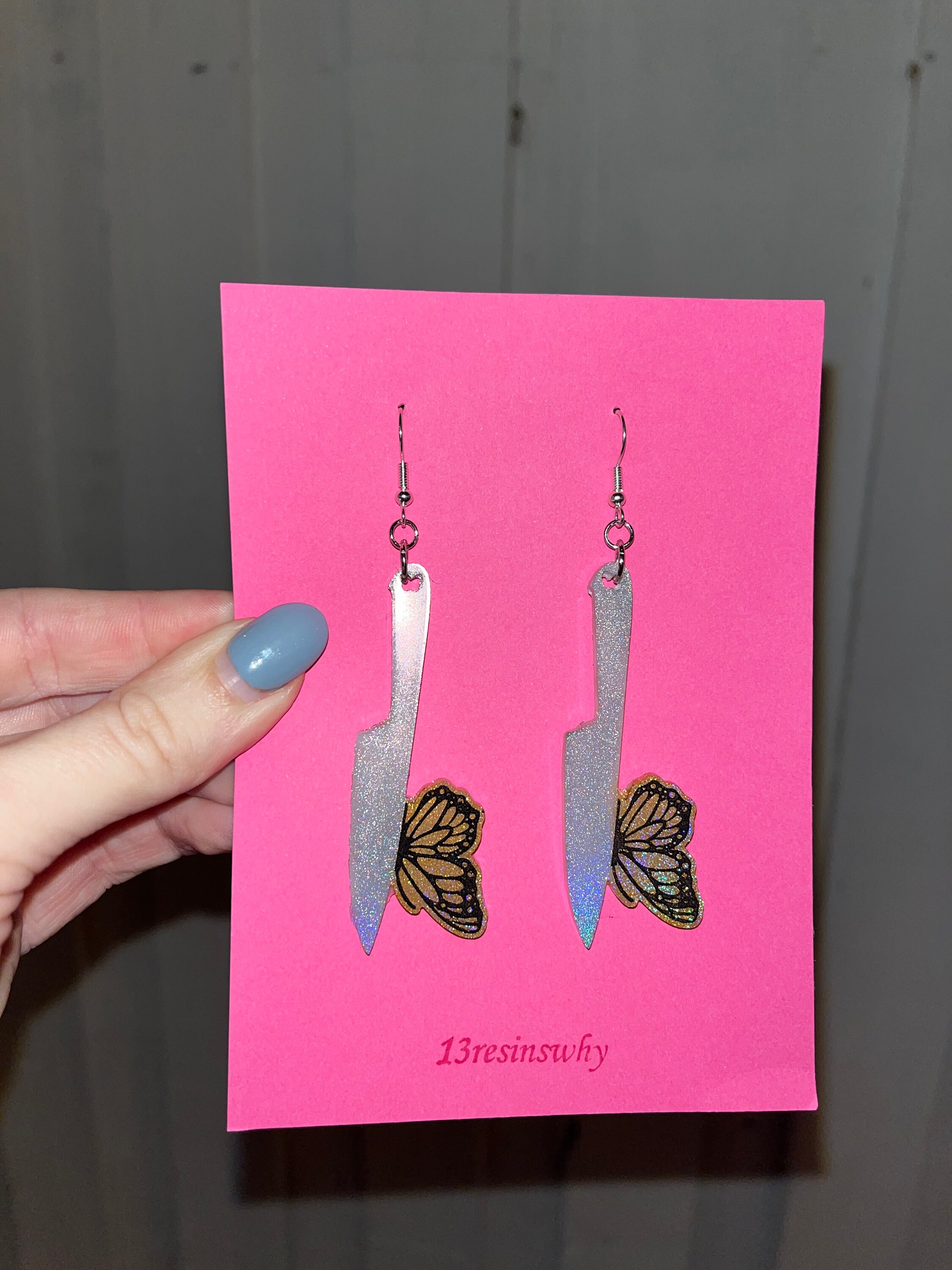Holographic Monarch Butterfly Knife Earrings // Handmade // Unique ...