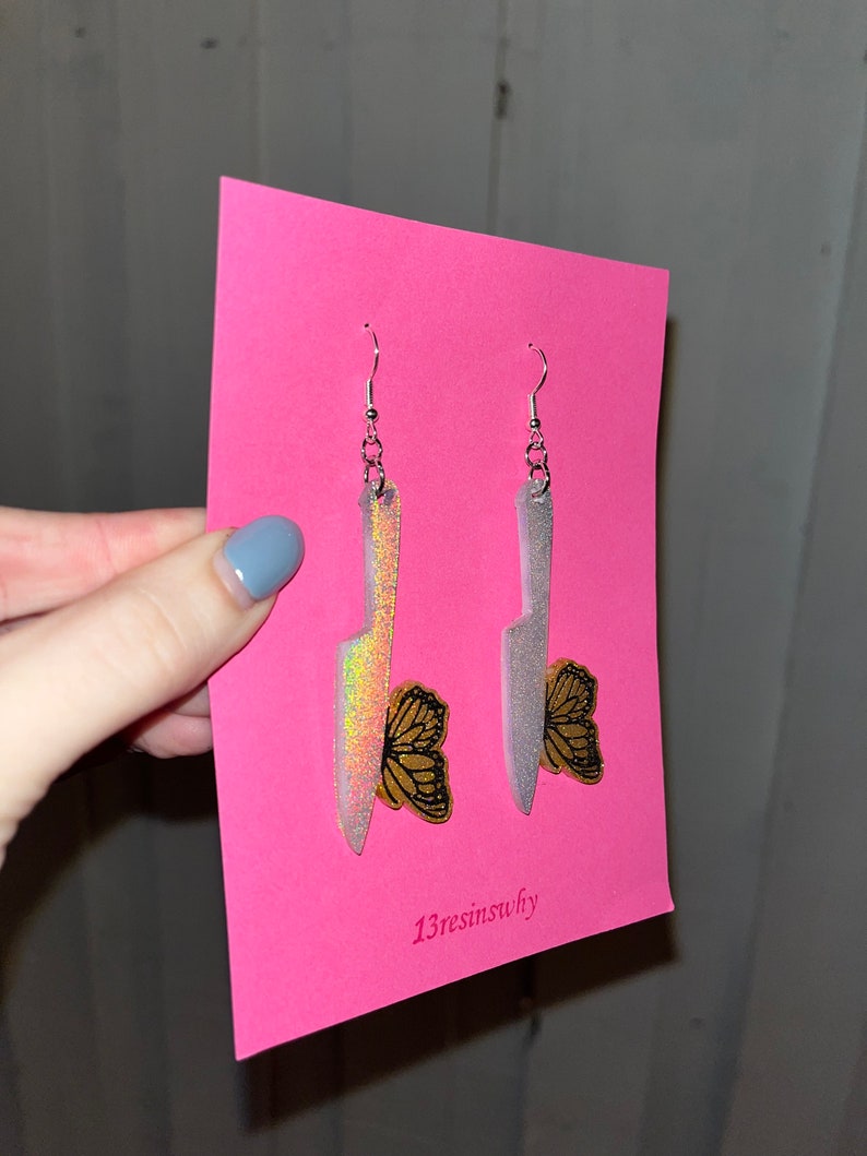 Holographic Monarch Butterfly Knife Earrings // Handmade // Unique ...