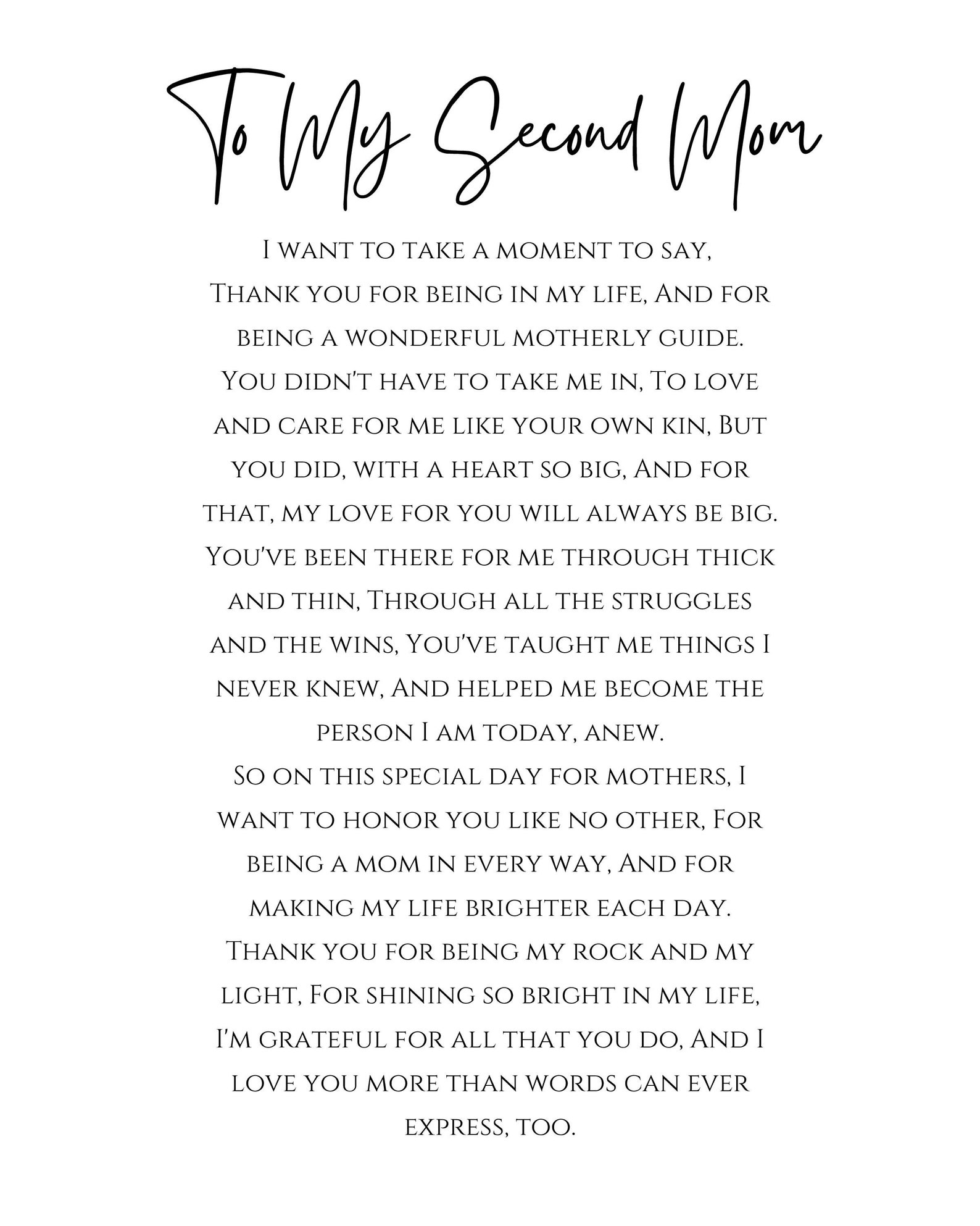 Beautiful Step Mom Poem: A Heartfelt Mother's Day Gift Poem for Stepmom ...