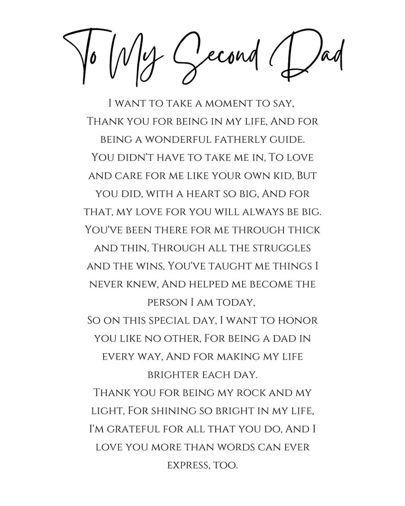 Beautiful Step Dad Poem: A Heartfelt Father's Day Gift Poem for Stepdad ...