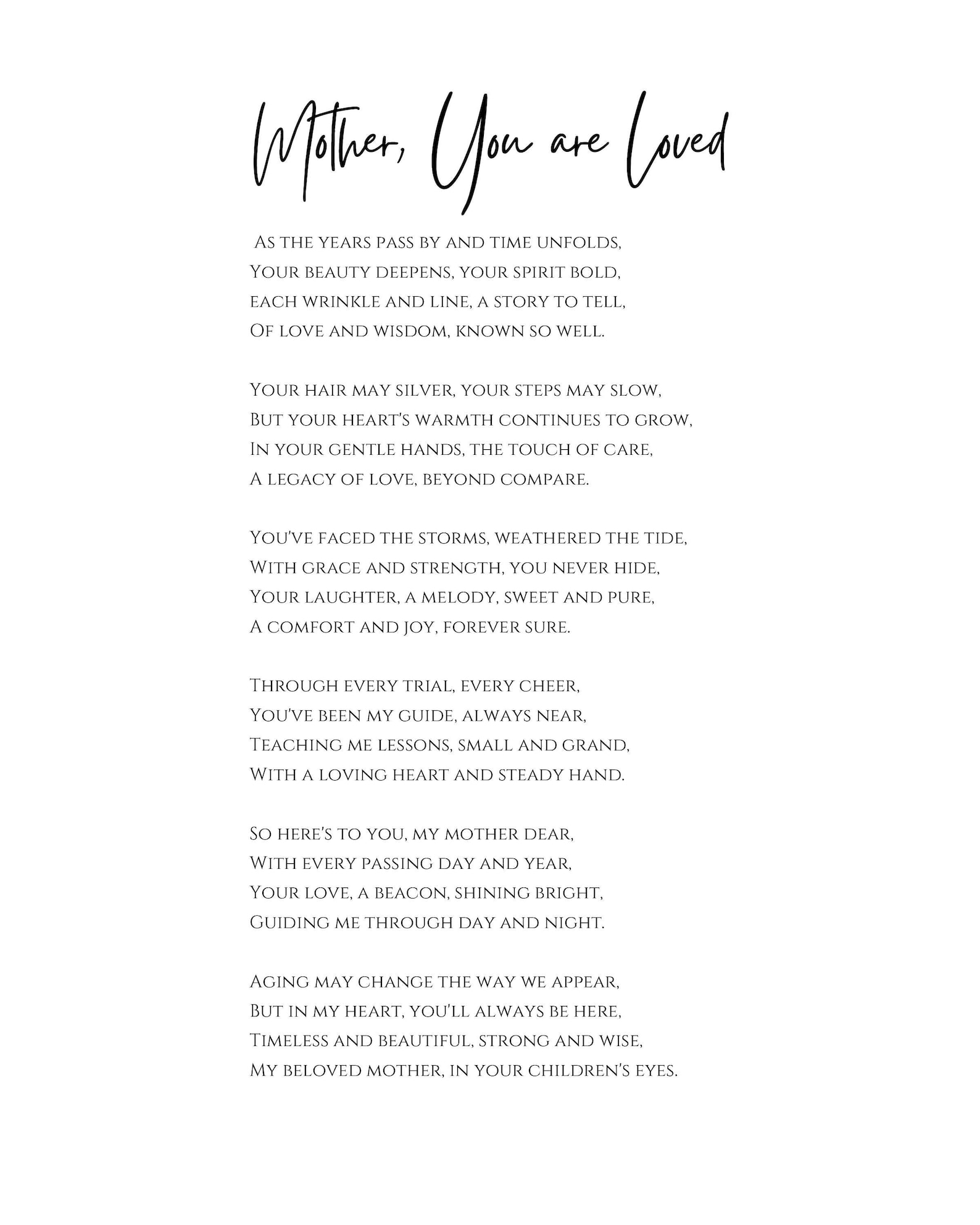 Mom, You Are Loved (A Poem to My Mom| Mother's Day Poem| Dia De Las ...