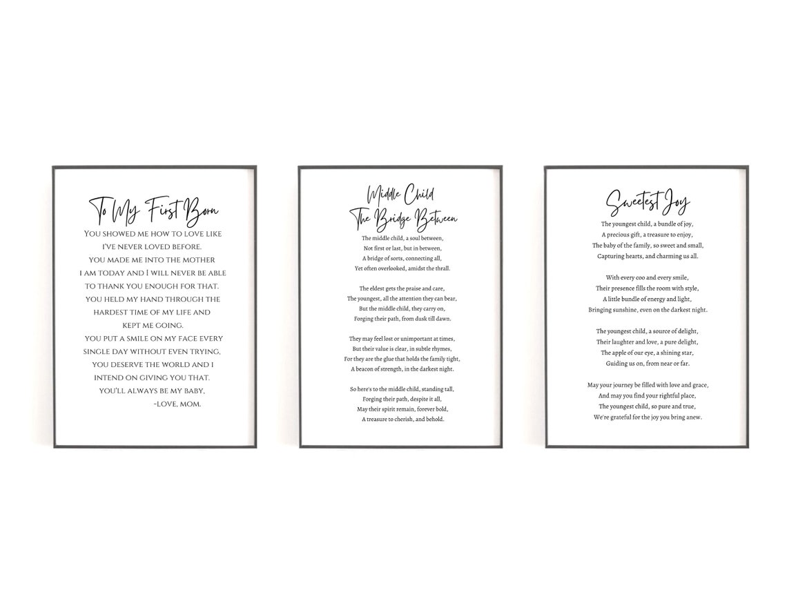 BUNDLE(3 Prints)-poems for My Children, to My First Born Poem, Middle ...
