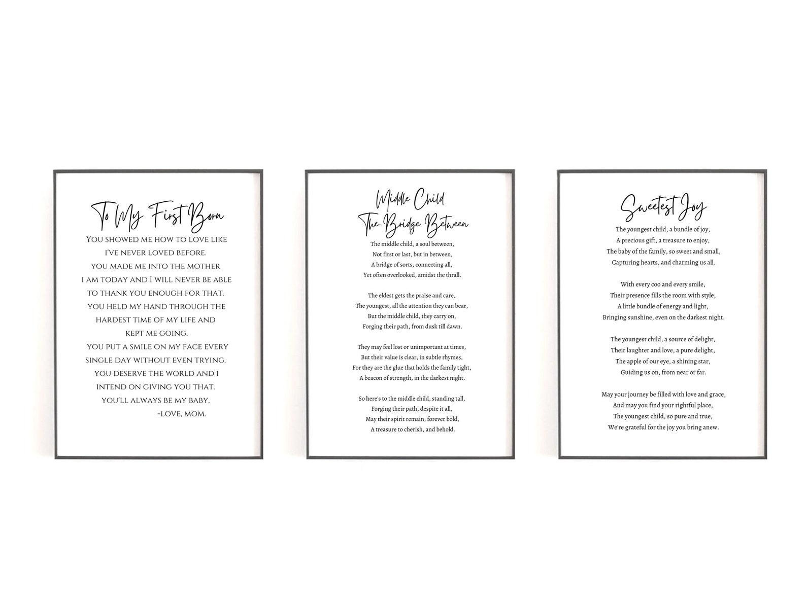 BUNDLE(3 Prints)-poems for My Children, to My First Born Poem, Middle ...