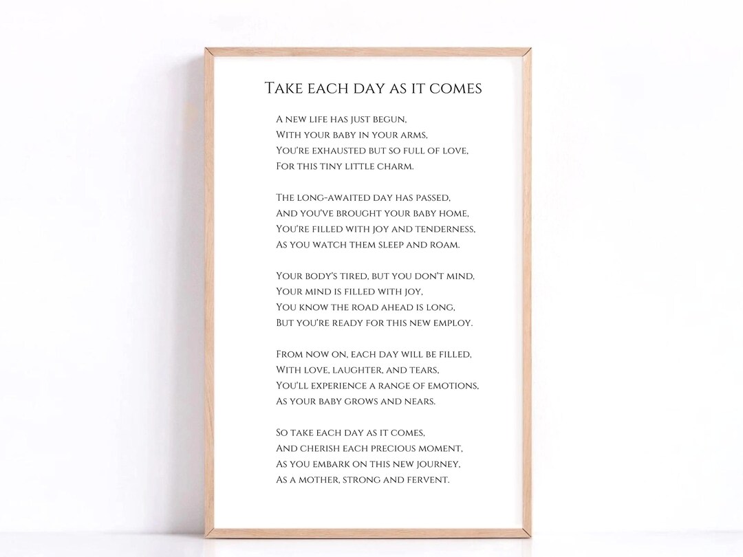 Take It as It Comes -new Mother's Poem| Postpartum| Anxiety, Depression ...