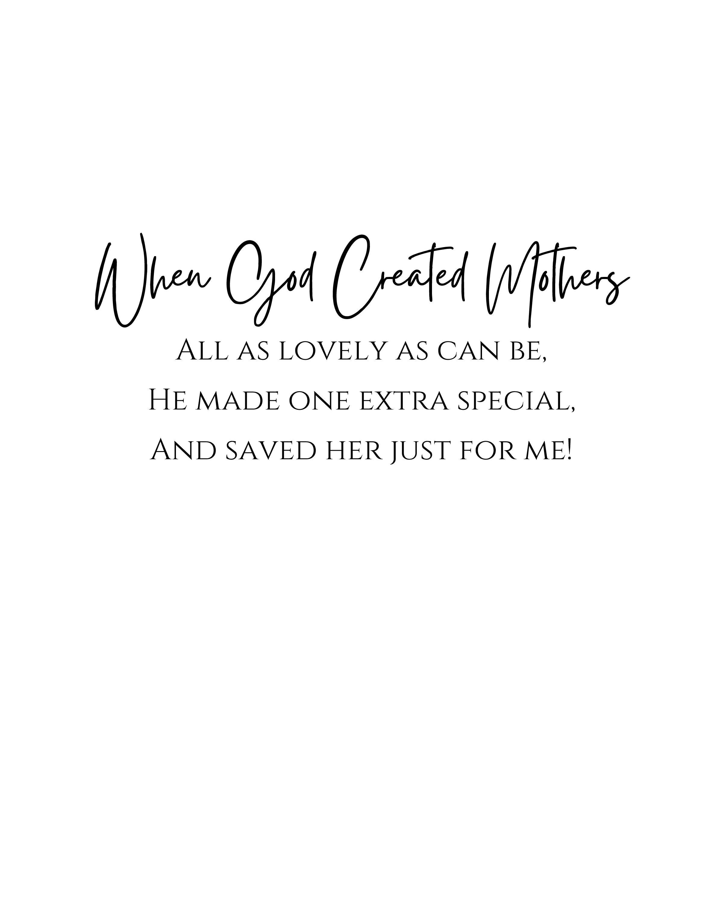 When God Created Mothers, Mother's Day Poem, Prayer for Mom, Poem for ...