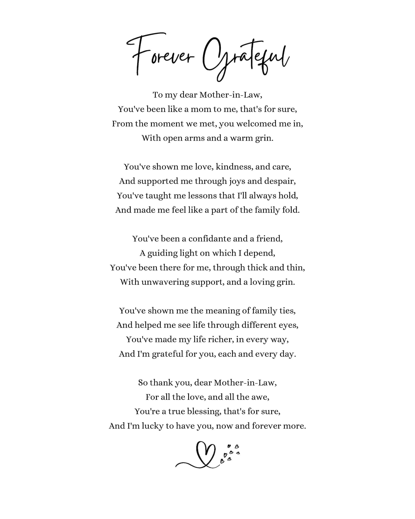Forever Grateful - A Poem to My Mother-in-law - Etsy