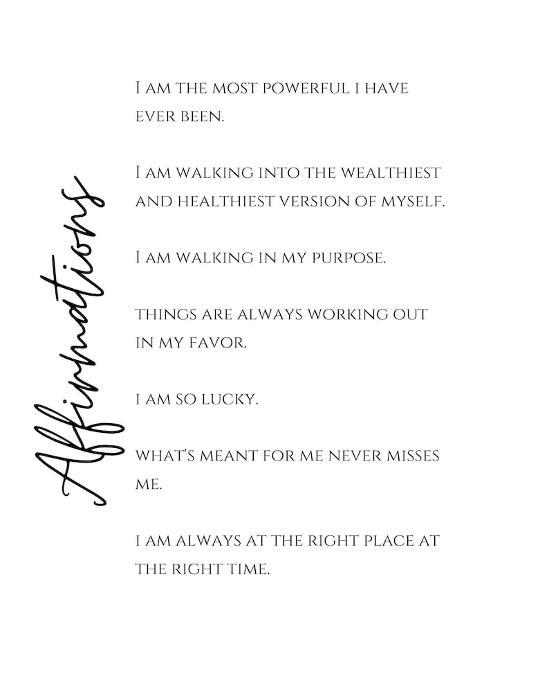 My Daily Affirmations Poster Printable, Positive Quotes for the Anxious ...