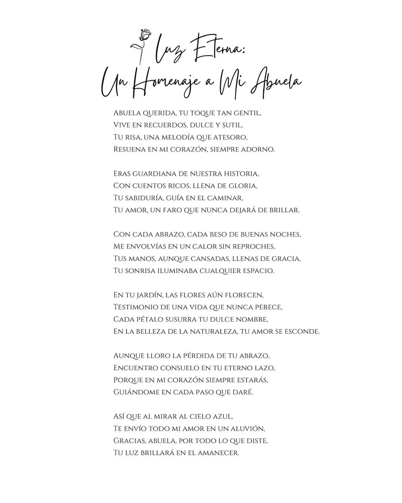 Querida Abuela Poema (poem to My Grandma| Mother's Day Poem| Dia De Las ...