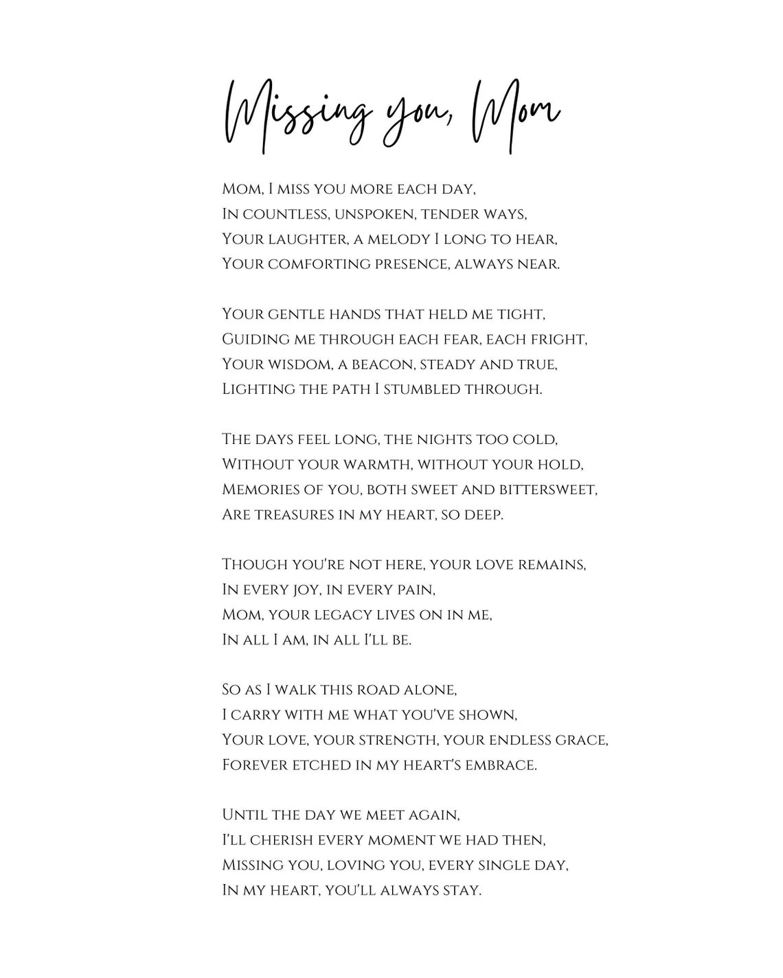 Mom, Missing You ( Poem to My Mother That I Lost)| Grief Poem| Mother's ...