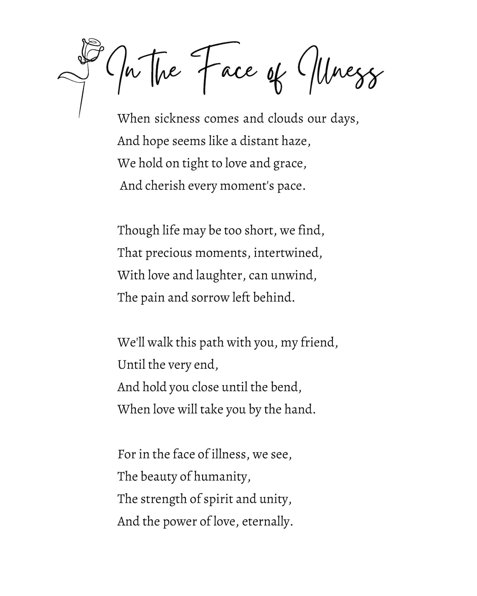 Poem of Hope and Courage, Prayer for Sickness Illness, Healing Prayer ...