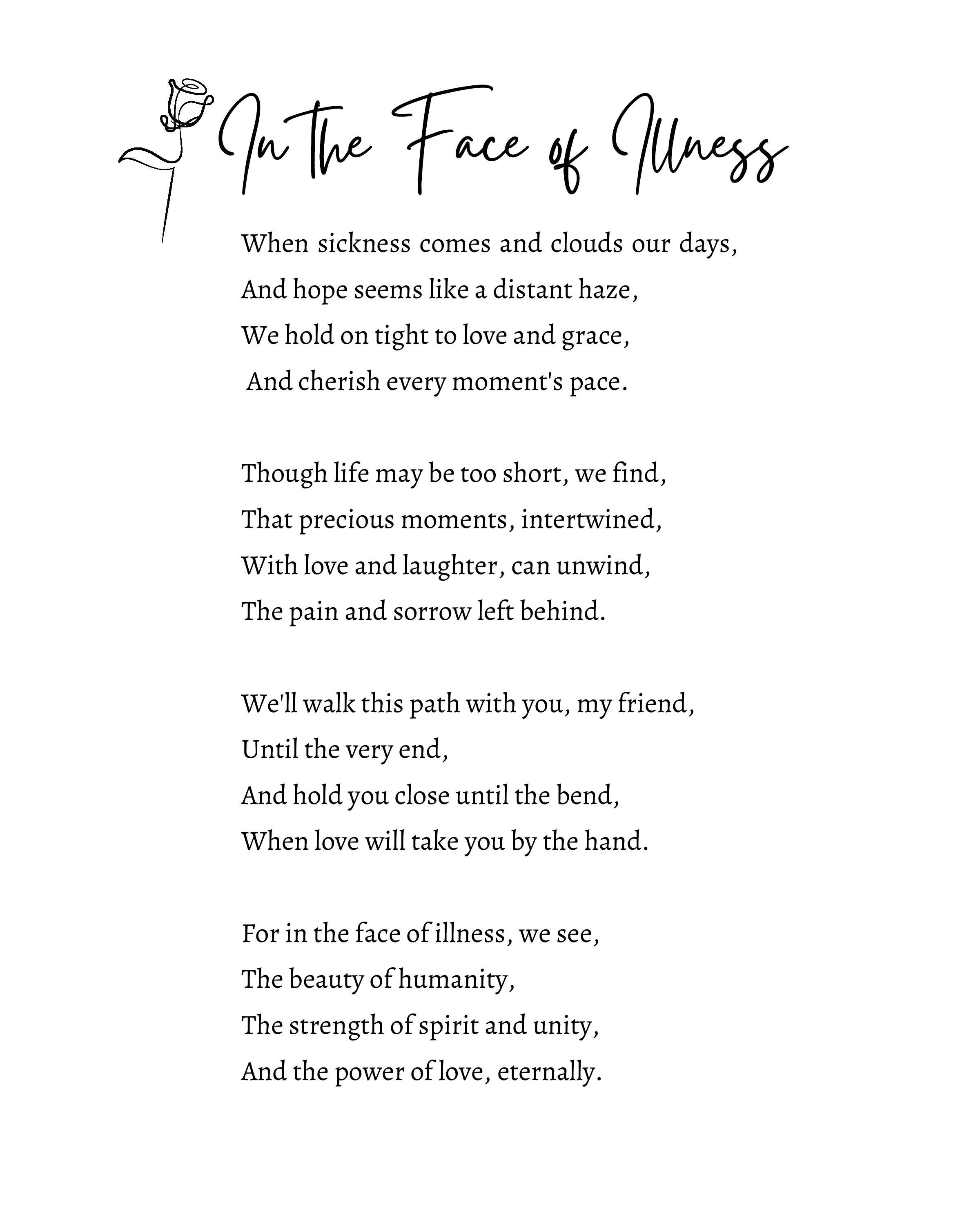 Poem of Hope and Courage, Prayer for Sickness Illness, Healing Prayer ...