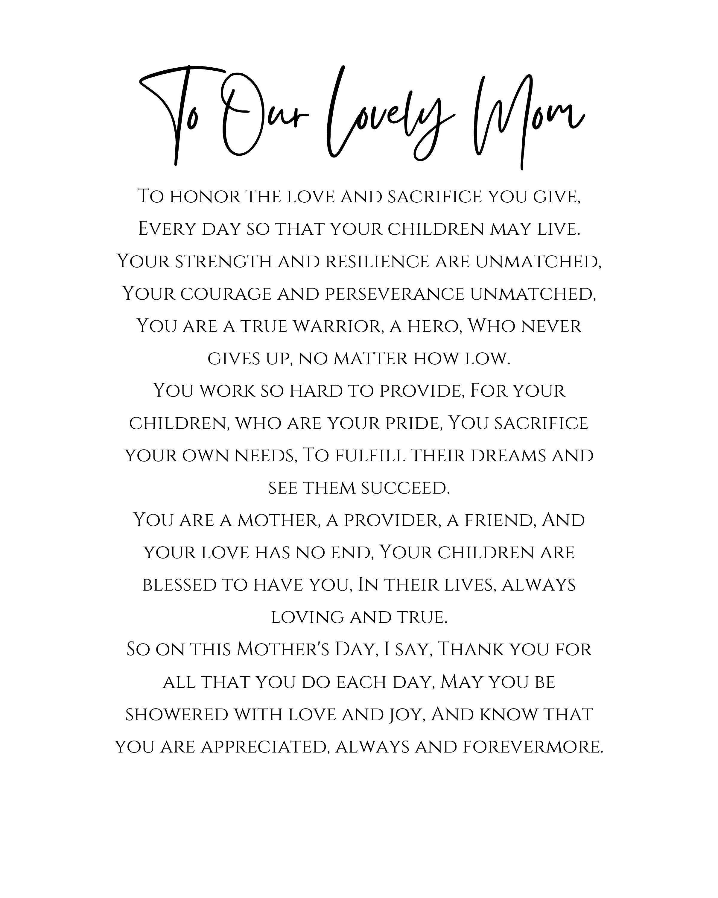 Unwavering Love: A Poem for Single Mothers on Mother's Day, From Their ...