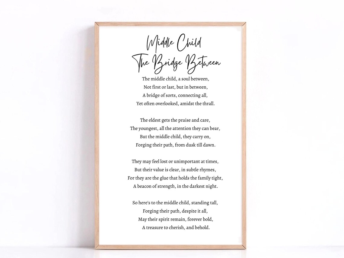 To My Middle Child Poem "the Bridge Between", Gift for Son Gift for ...