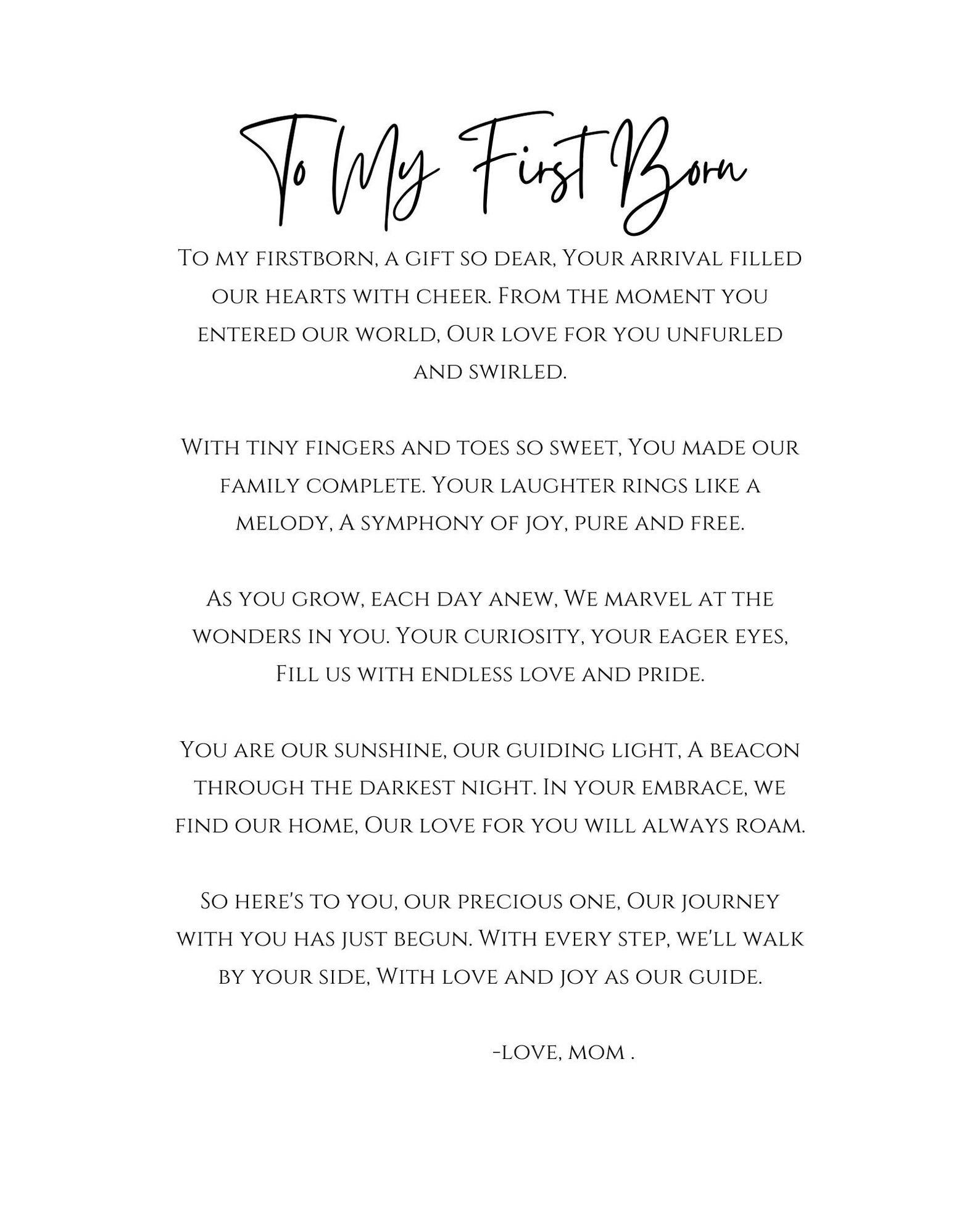 Firstborn Poem, My First Born Poem, Gift for Son Gift for Daughter ...